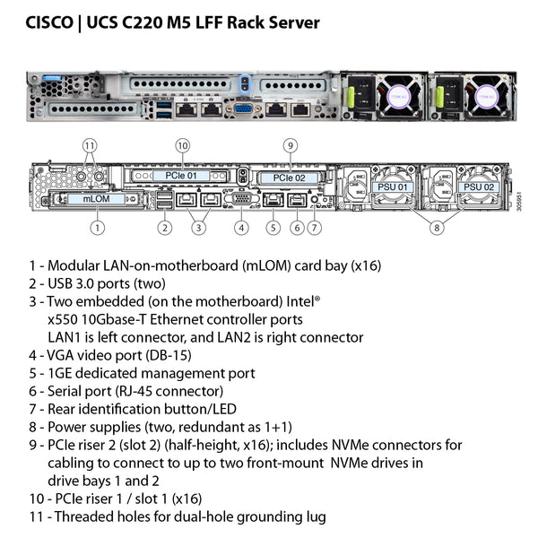 UCSC-C220-M5L | Cisco UCS C220 M5 4x 3.5" LFF Chassis - ECS